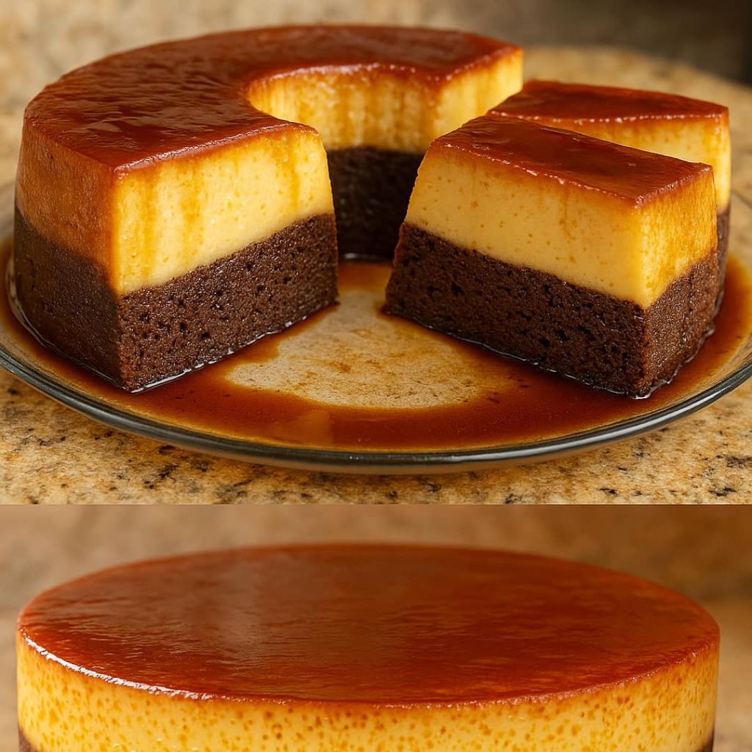 Receita de Bolo Pudim Mágico (Pudim com Bolo de Chocolate) - Receita faceis